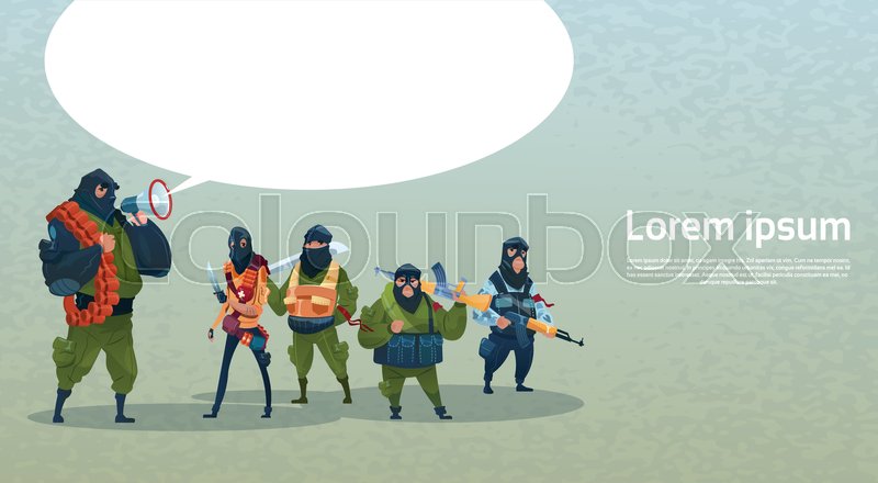 Terrorism Armed Terrorist Group Black ... | Stock vector | Colourbox