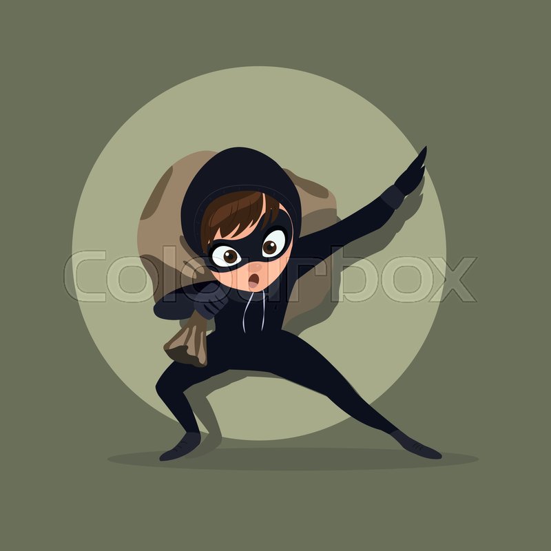 Scared thief in the spotlight. Robber ... | Stock vector | Colourbox