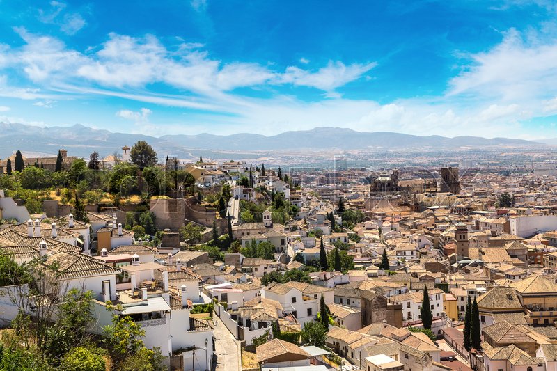 Panoramic aerial view of Granada in a ... | Stock image | Colourbox
