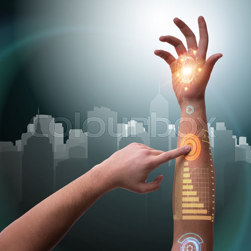 Human robotic hand in futuristic ... | Stock image | Colourbox