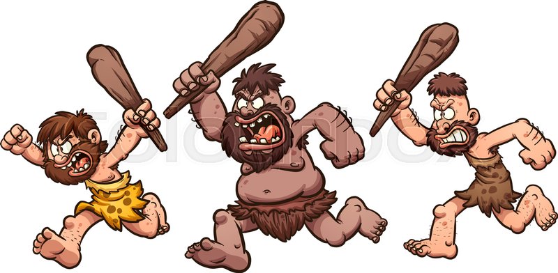 Angry running cavemen. Vector clip art ... | Stock vector | Colourbox