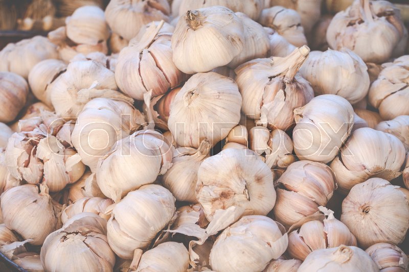 Garlic at traditional local market. | Stock image | Colourbox