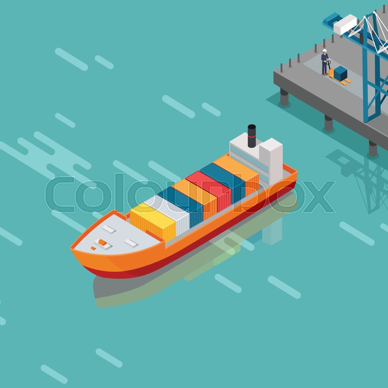 Cargo port vector illustration. ... | Stock vector | Colourbox