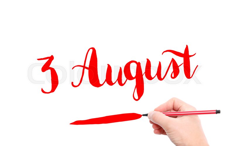3 August written by hand on a white ... | Stock image | Colourbox