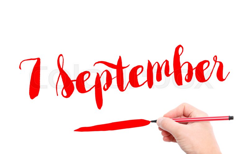 7 September written by hand on a white ... | Stock image | Colourbox