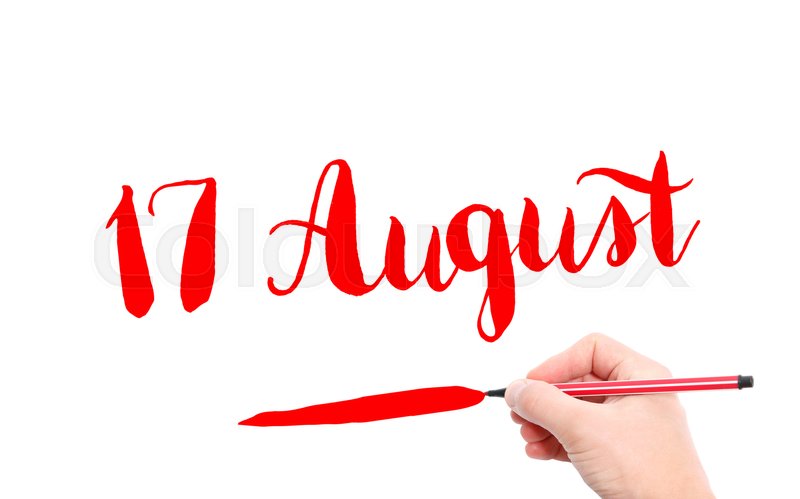 17 August written by hand on a white ... | Stock image | Colourbox