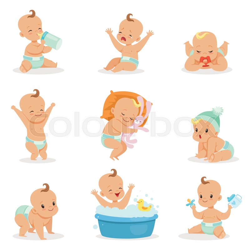 Adorable Happy Baby And His Daily ... | Stock vector | Colourbox