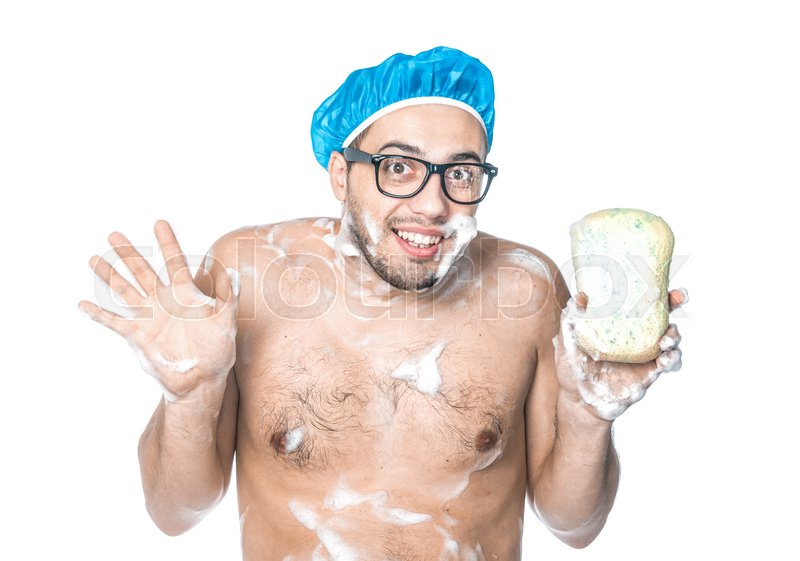 Young happy man in a bathroom puthing ... | Stock image | Colourbox