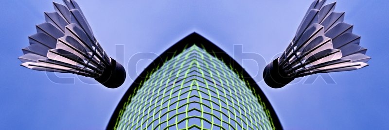 Badminton collage with two shuttlecocks ... | Stock image | Colourbox