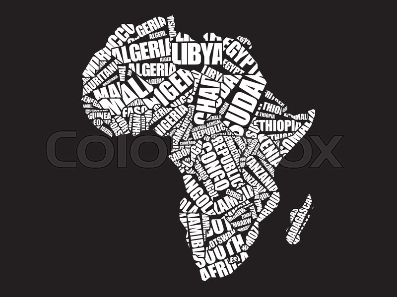 African countries Map in Typography ... | Stock vector | Colourbox