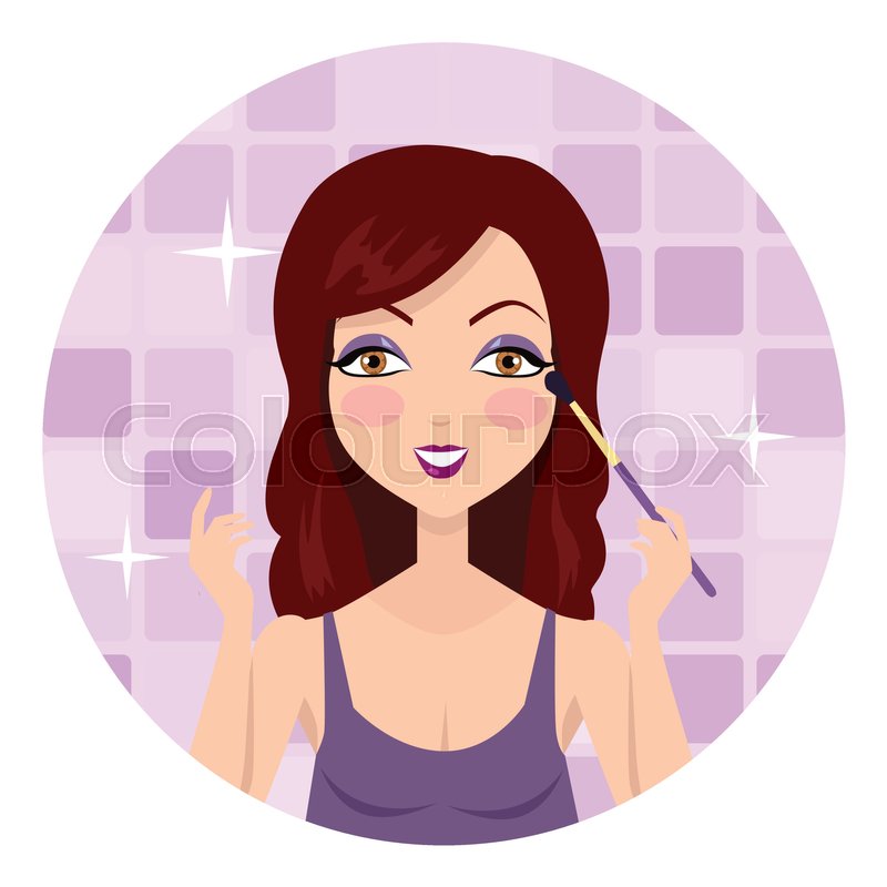 Girl making make up with eyeshadow ... | Stock vector | Colourbox