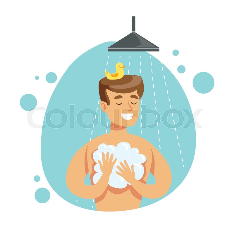 Man Washing Himself With Soap In ... | Stock vector | Colourbox