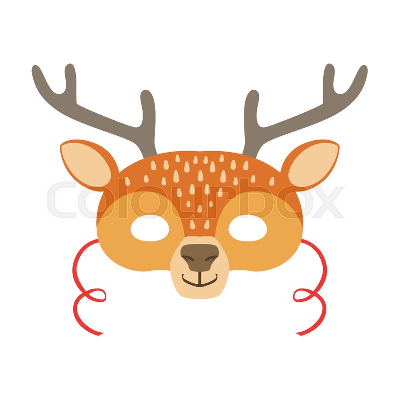 Deer Animal Head Mask, Kids Carnival ... | Stock vector | Colourbox