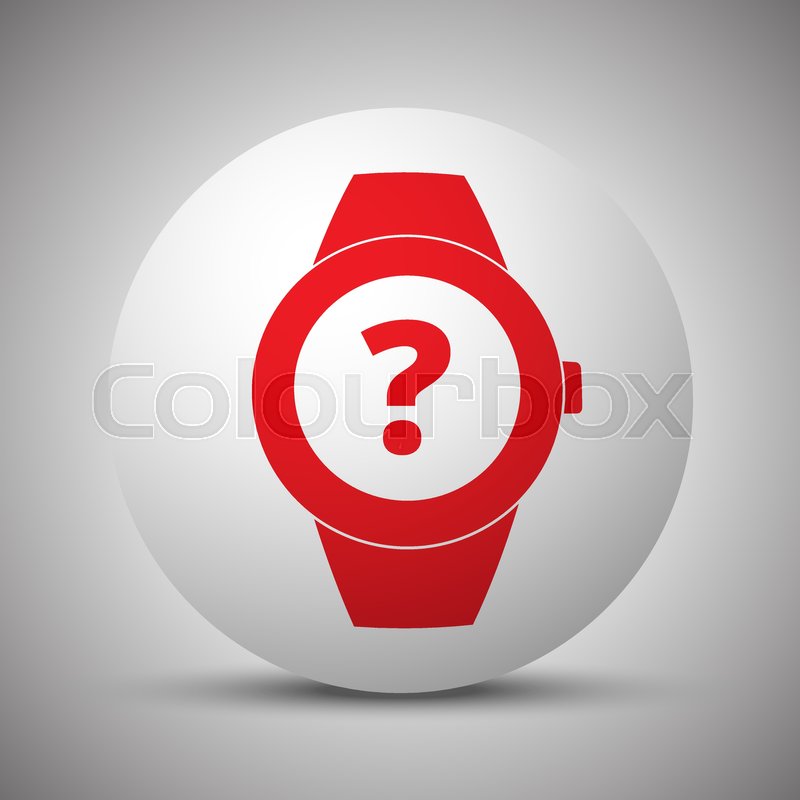 Red Time Question icon on white sphere | Stock vector | Colourbox
