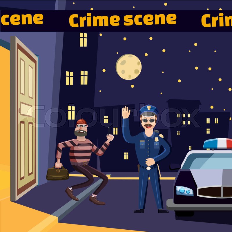 Criminal scene catch a thief concept. ... | Stock vector | Colourbox