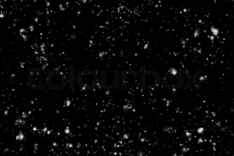 Snow flying over the black background, ... | Stock image | Colourbox