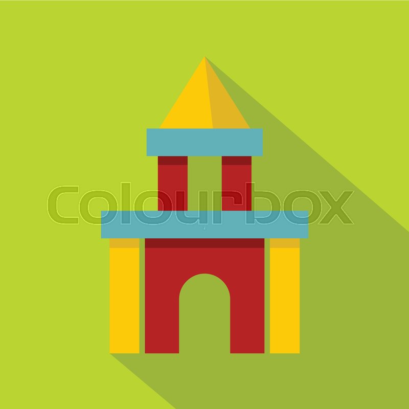 Colorful castle toy blocks icon. Flat ... | Stock vector | Colourbox