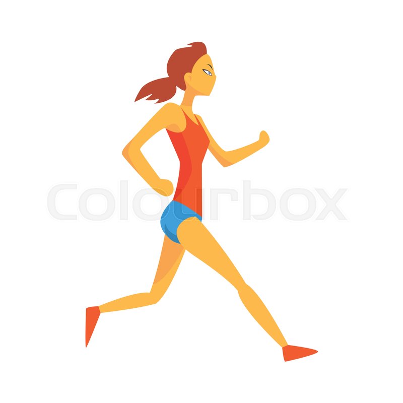 Woman Slowly Running Warming Up, ... | Stock vector | Colourbox