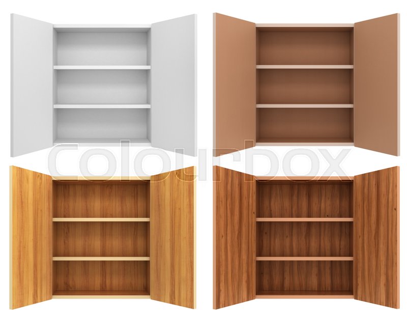 Set of four empty cupboards. | Stock image | Colourbox