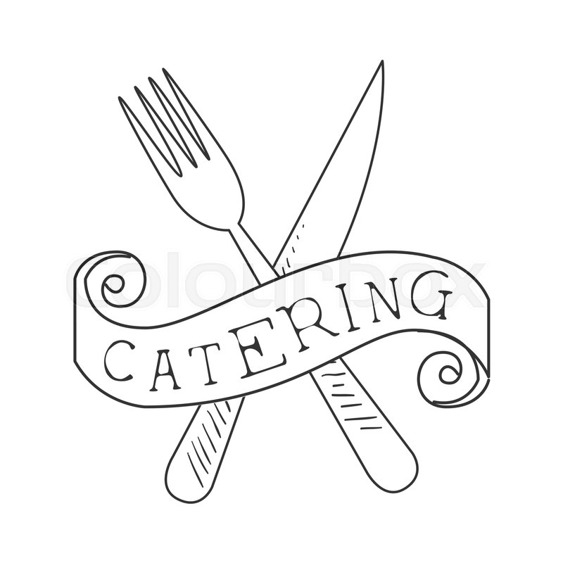Best Catering Service Hand Drawn Black ... | Stock vector | Colourbox