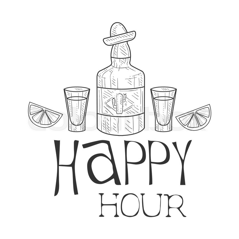 Happy Hour Clipart Black And White