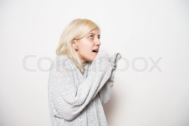 Woman freezing | Stock image | Colourbox