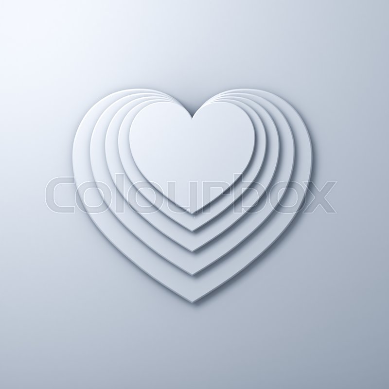 White heart shape layers on white wall ... | Stock image | Colourbox