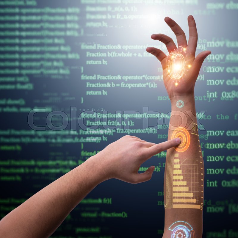 Human robotic hand in futuristic ... | Stock image | Colourbox
