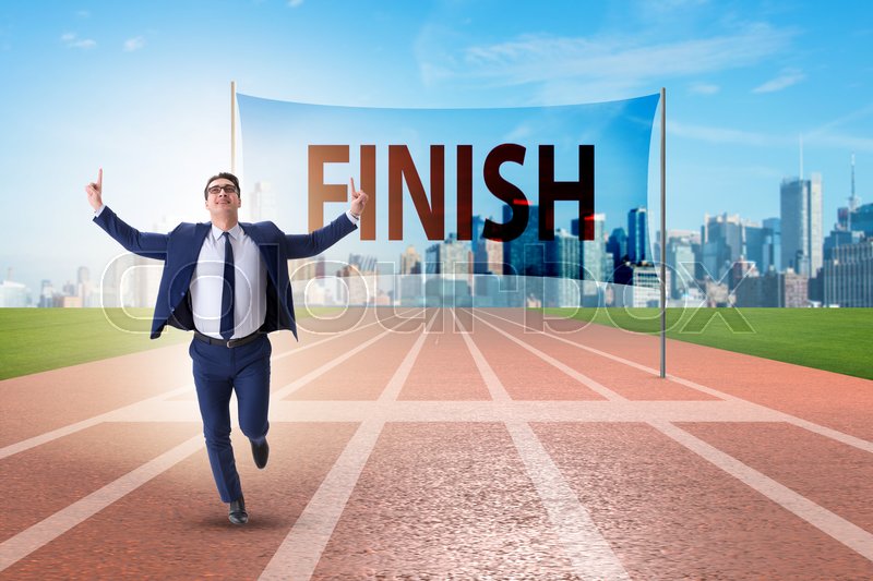 Businessman on the finishing line in ... | Stock image | Colourbox