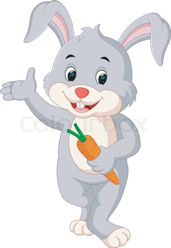 Cartoon rabbit holding carrot | Stock vector | Colourbox