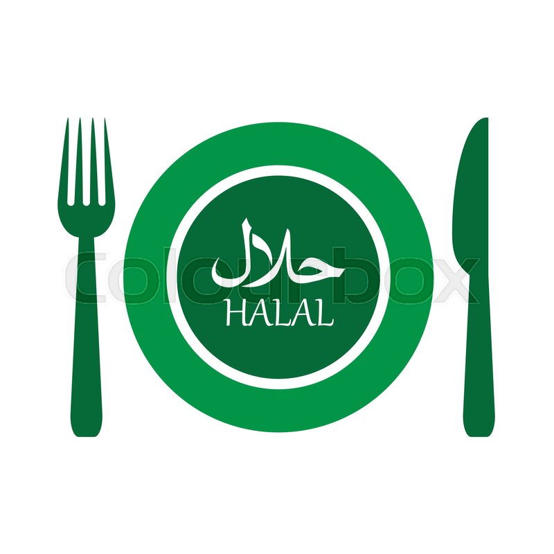 Vector illustration of halal plate ... | Stock vector | Colourbox
