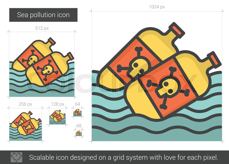 Sea pollution vector line icon ... | Stock vector | Colourbox