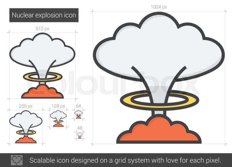 Nuclear explosion vector line icon ... | Stock vector | Colourbox