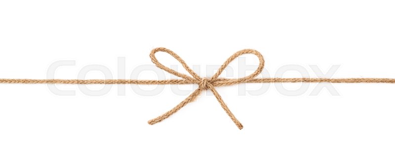 Single bow knot on a linen rope string ... | Stock image | Colourbox