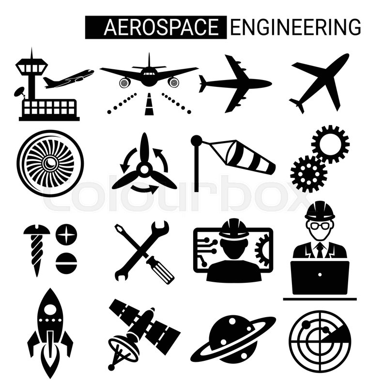 Set of aerospace engineering icon ... | Stock vector | Colourbox