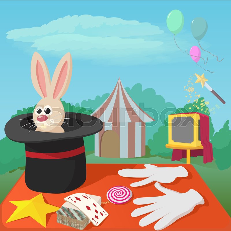 Magician tools concept. Cartoon ... | Stock vector | Colourbox