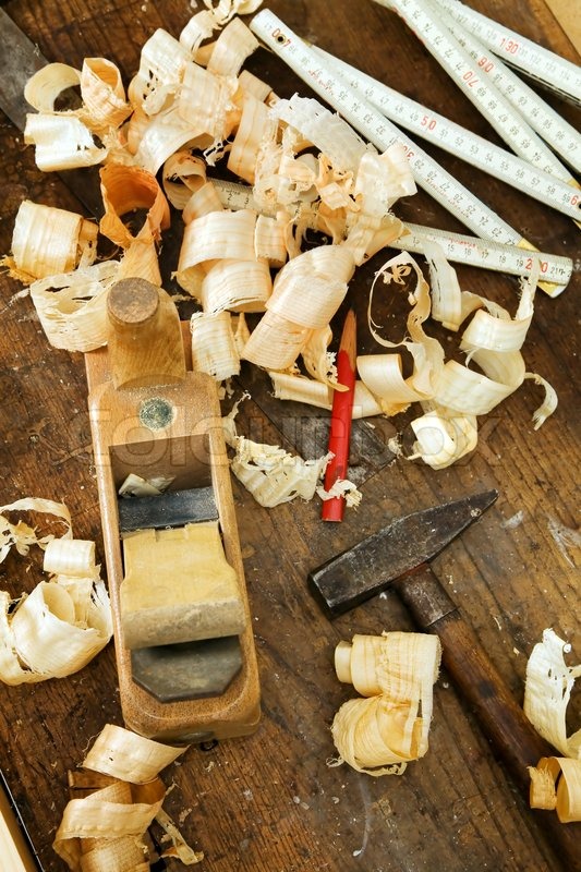 A plane in a carpentry workshop Tools ... | Stock image | Colourbox