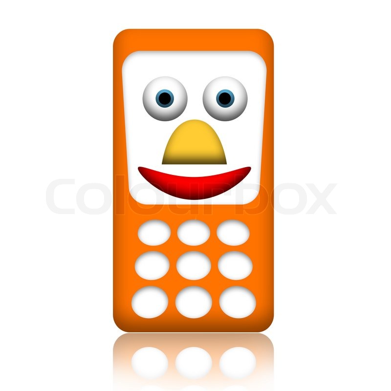 Mobile phone with smiling face on the ... | Stock image | Colourbox