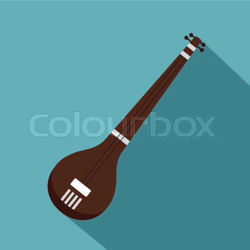 Traditional Indian sarod icon. Flat ... | Stock Vector | Colourbox