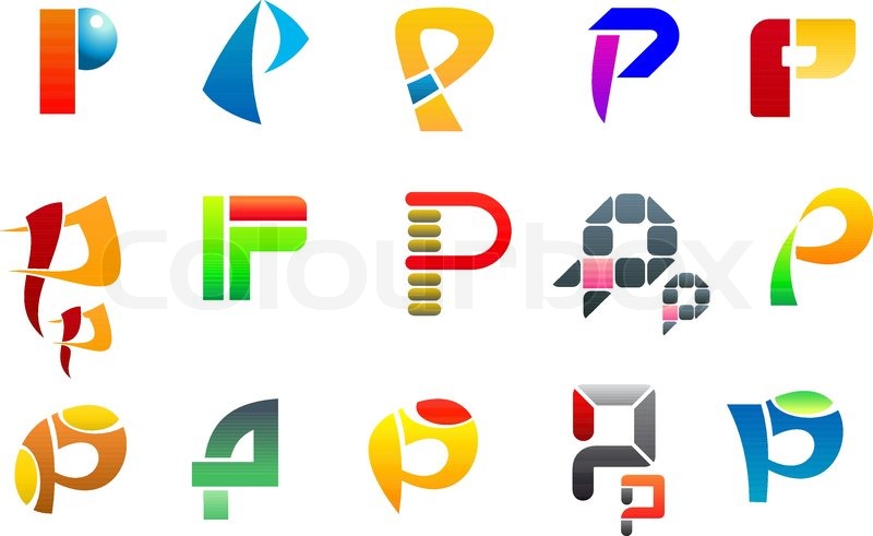 Set of alphabet symbols of letter P | Stock vector | Colourbox