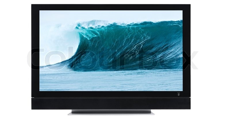 Lcd screen with wave wallpaper close up | Stock image | Colourbox