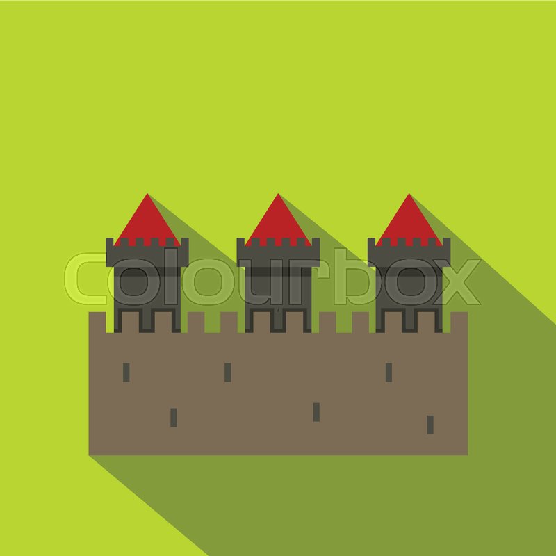 Medieval fortification icon. Flat ... | Stock vector | Colourbox