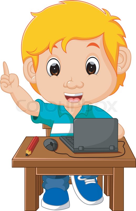 Kid Boy Using the Computer cartoon | Stock vector | Colourbox