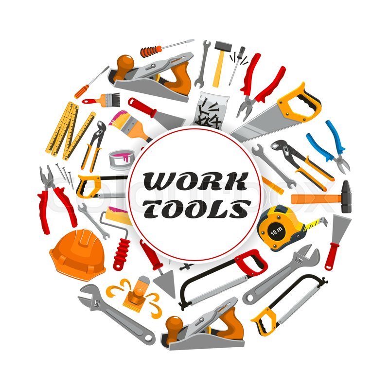 Work tools poster of vector repair and ... | Stock vector | Colourbox