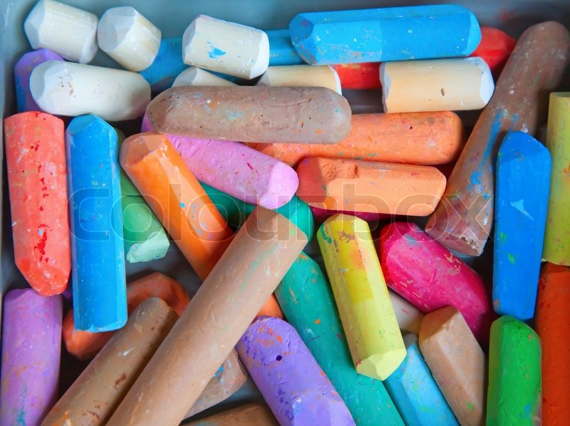 Set of the colored chalks in the box | Stock image | Colourbox