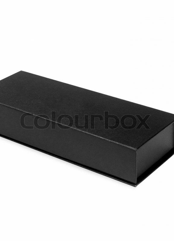 Black box rectangle shaped with lid on, over white background | Stock ...