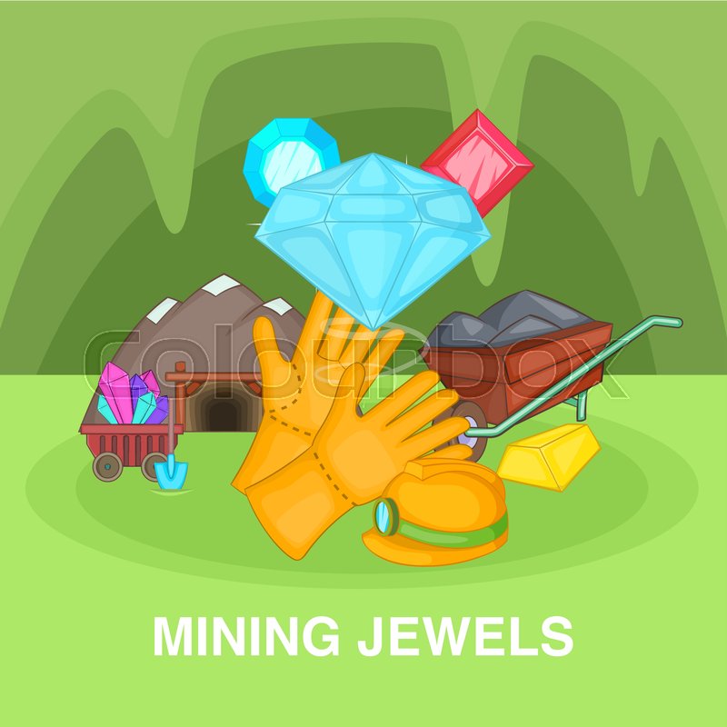 Mining jewels concept set. Cartoon ... | Stock vector | Colourbox