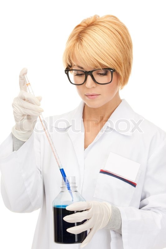 Picture of beautiful lab worker holding ... | Stock Photo | Colourbox