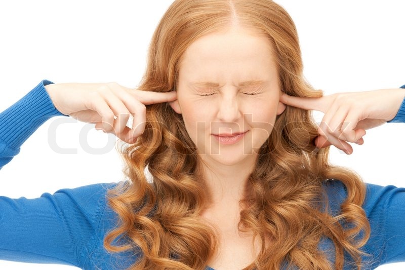 Picture of woman with fingers in ears | Stock image | Colourbox