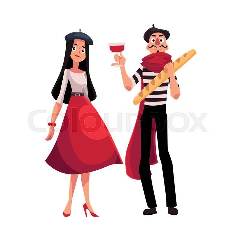 Couple of French characters, woman ... | Stock vector | Colourbox